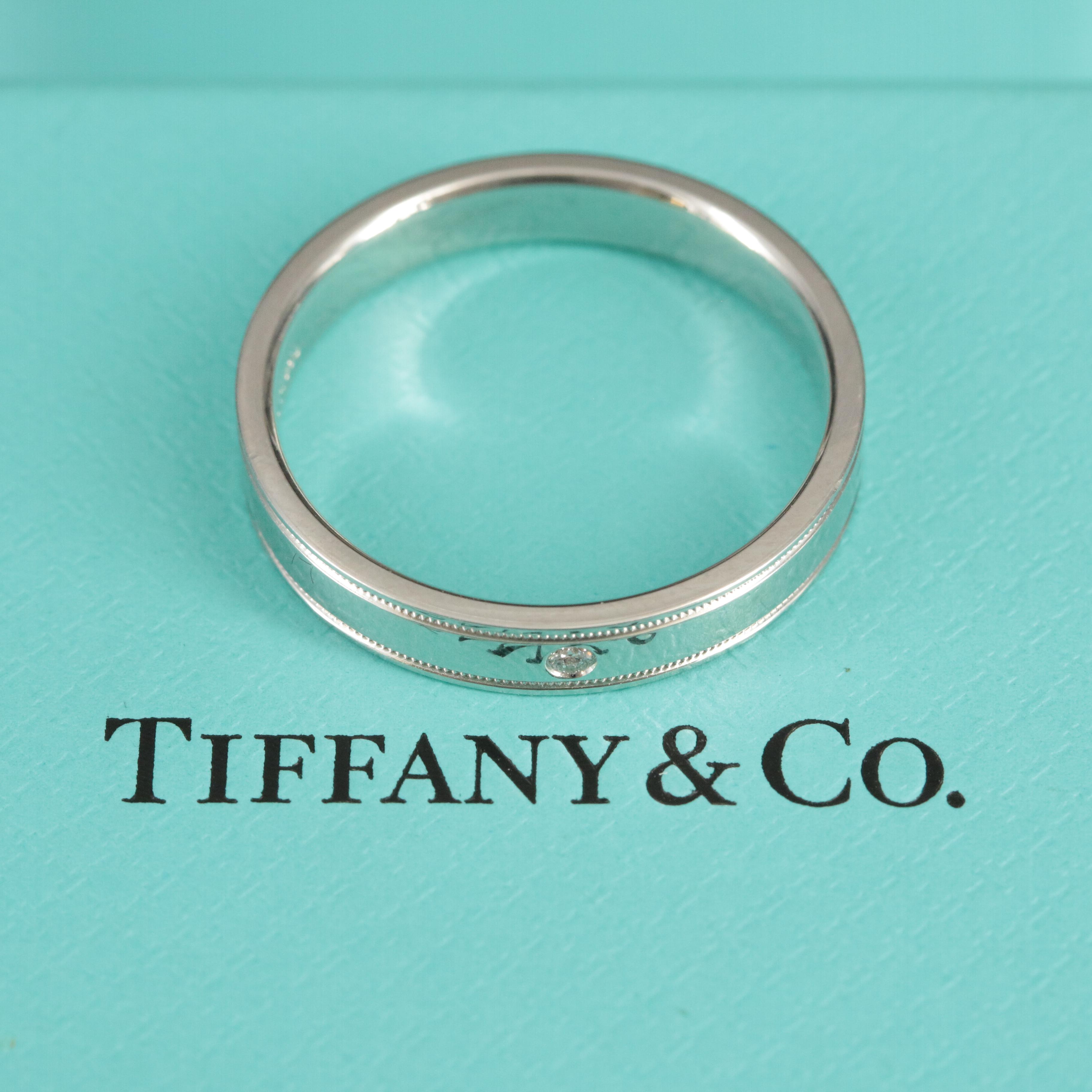 Tiffany & Co. "Together" Platinum Double Milgrain Band with Diamond ...