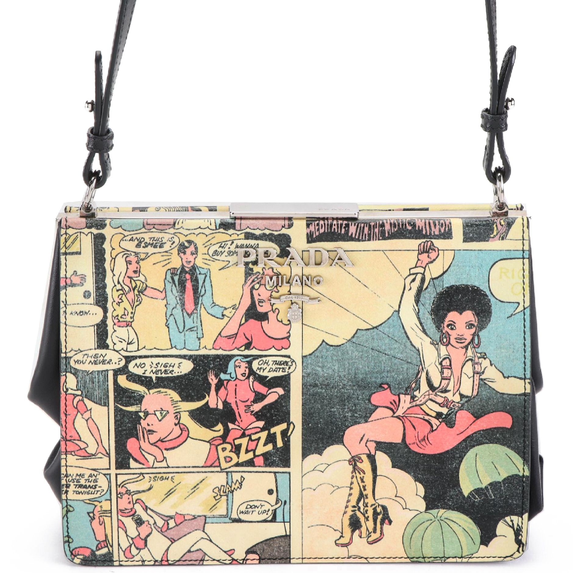 Prada Comic Book Crossbody Bag in Printed Saffiano and Smooth Leather ...