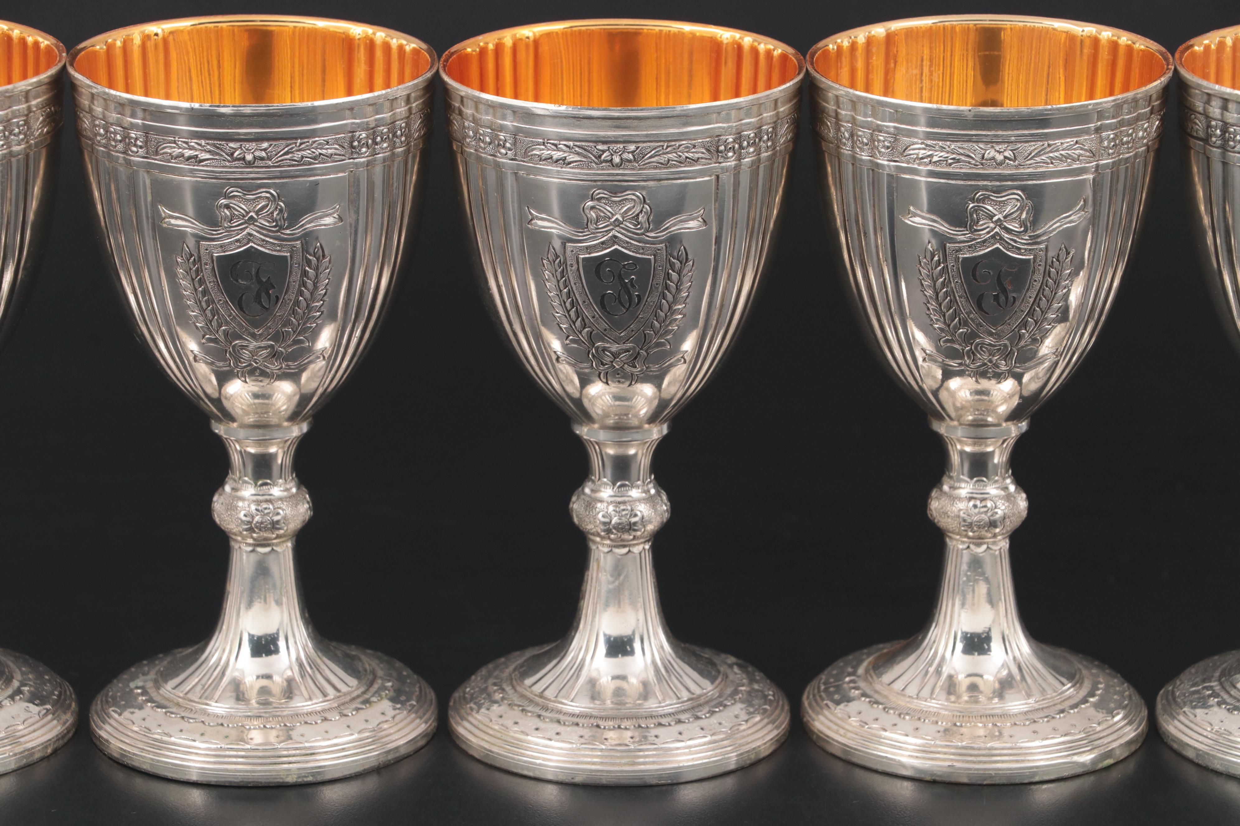 Corbell & Co. Monogrammed Silver Plate Goblets, 20th Century | EBTH