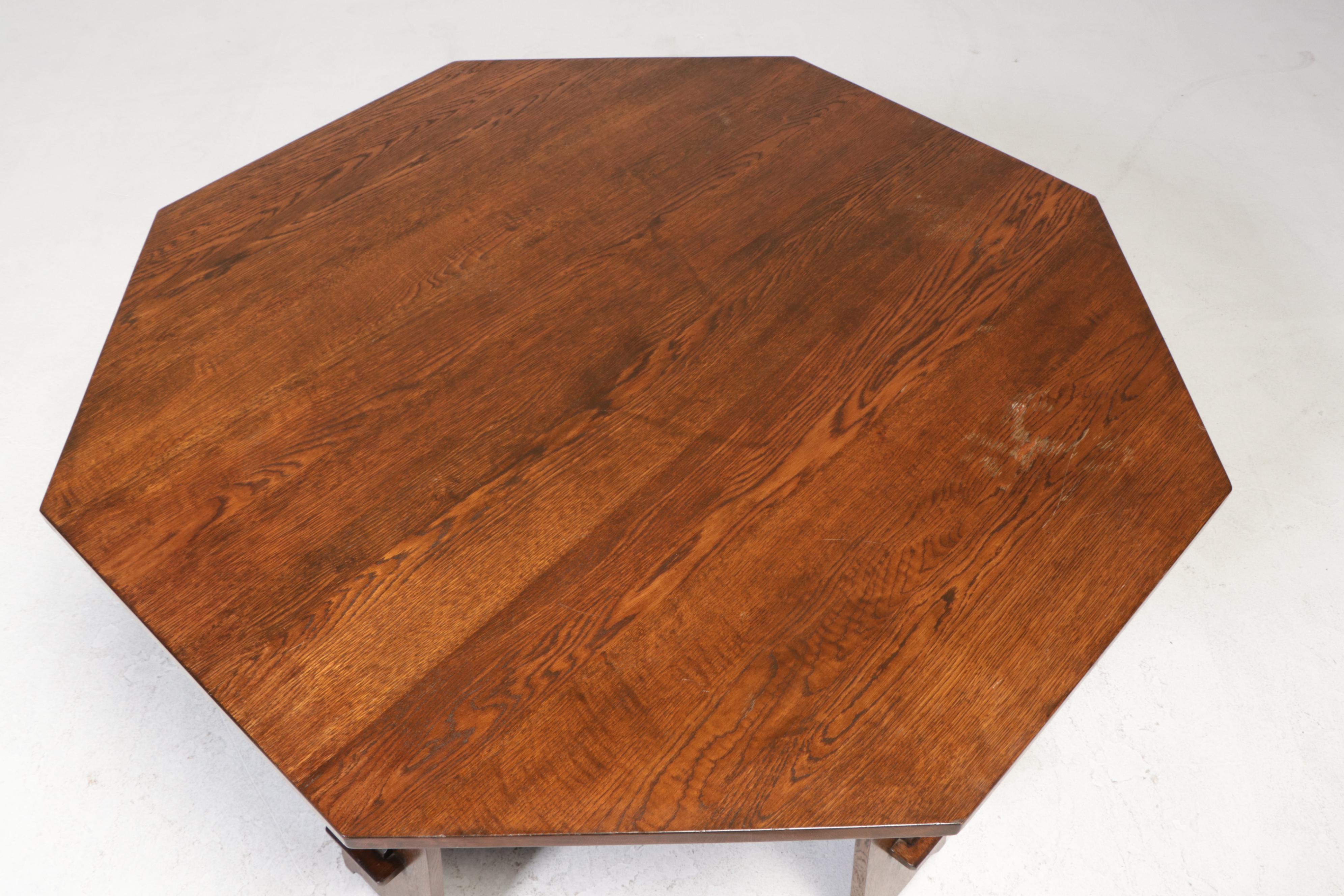 Arts and Crafts Style Oak Octagonal Library Table, Manner of Limbert's ...