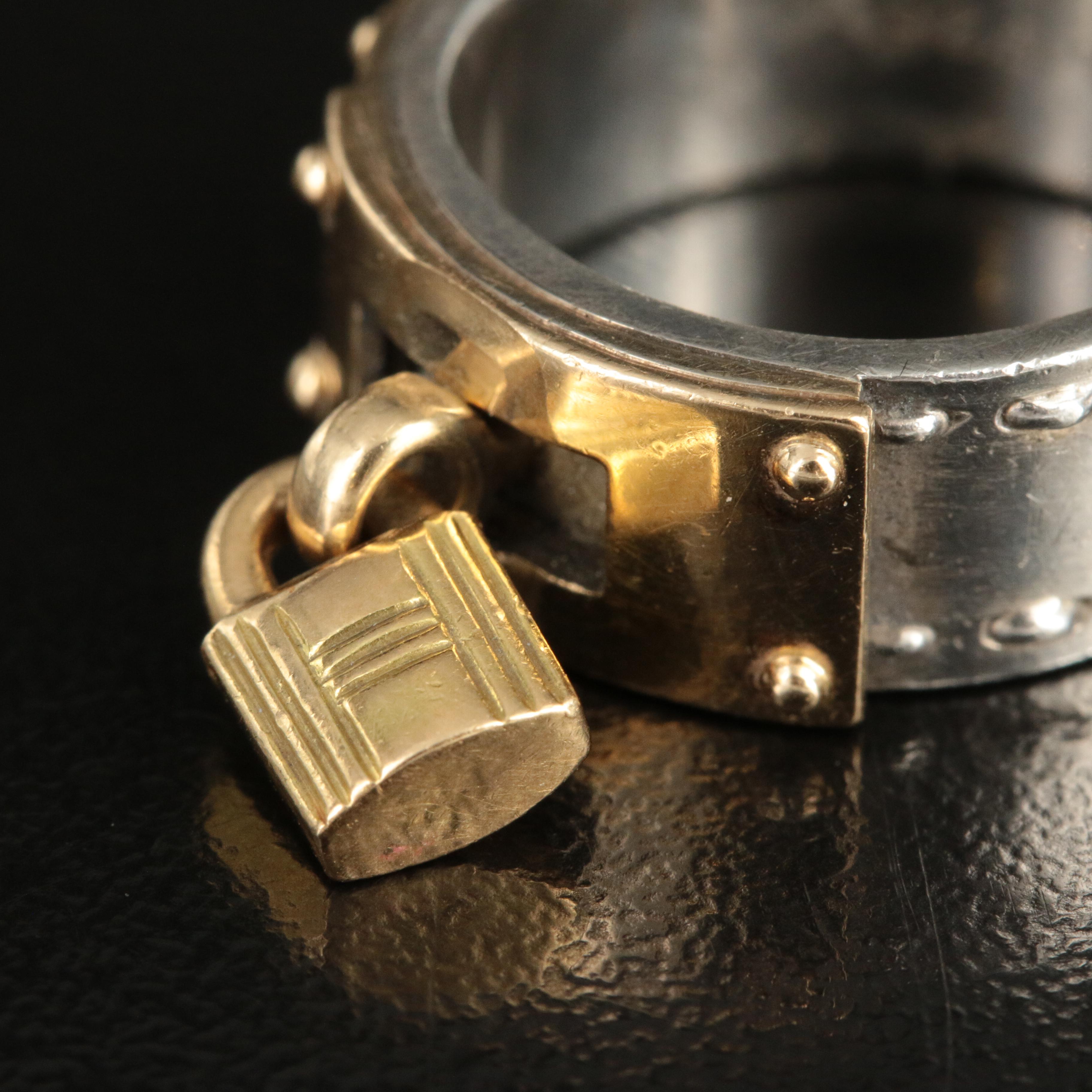 Vintage Hermès "Cadena" Sterling and 18K H Lock Band | EBTH