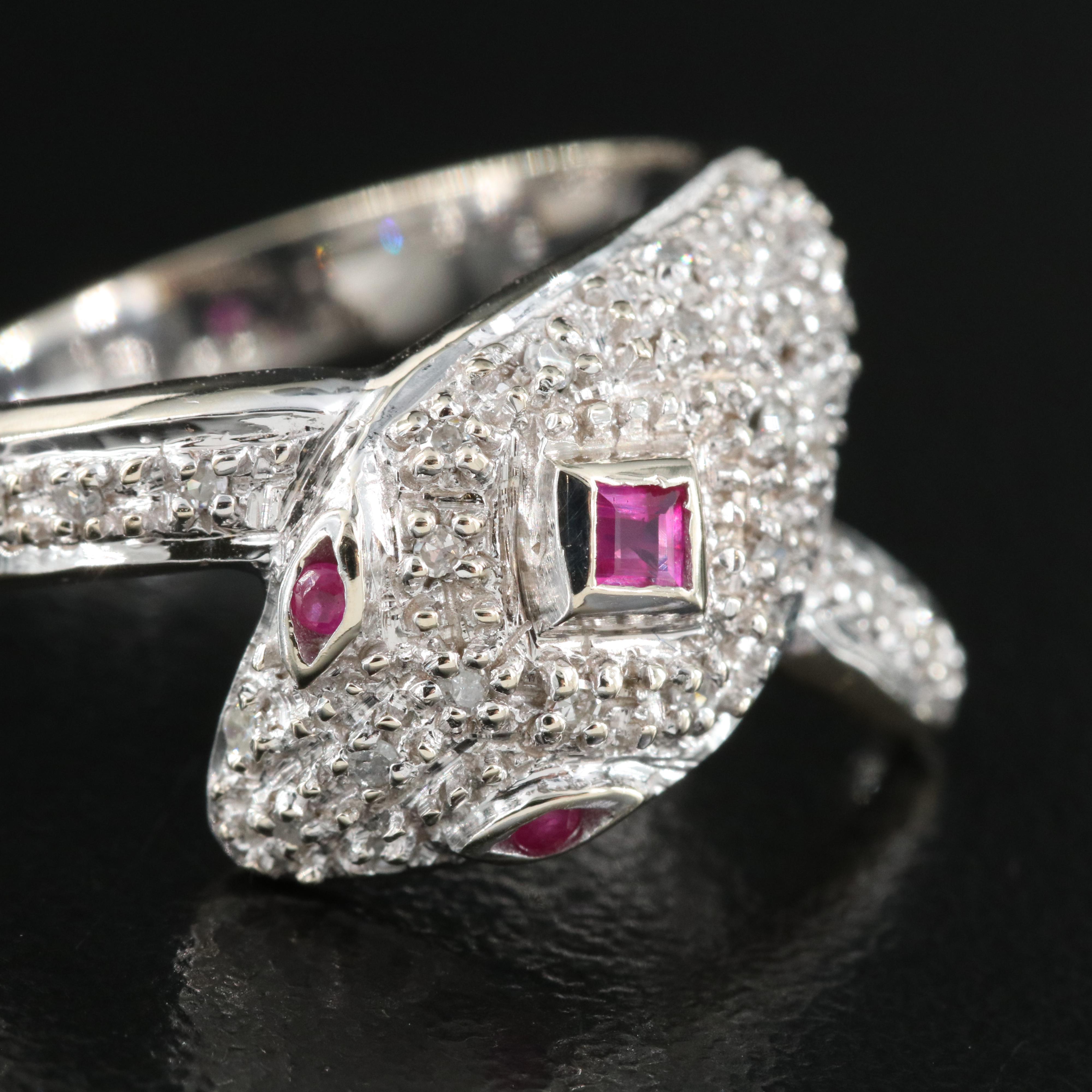 14K Ruby and Diamond Snake Wrap Ring | EBTH