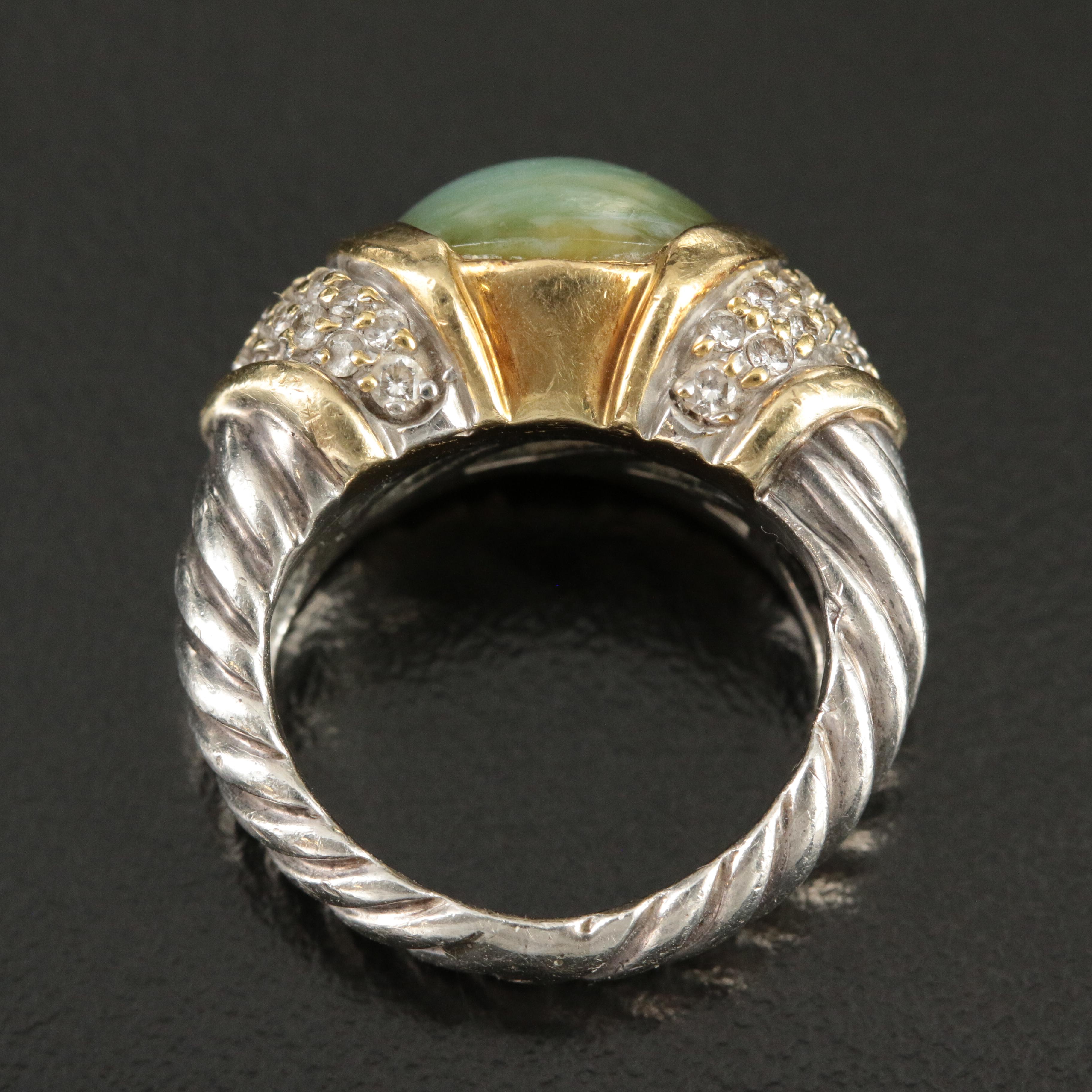 Calcite in a David Yurman Sterling and 18K Diamond Cable Ring Setting ...