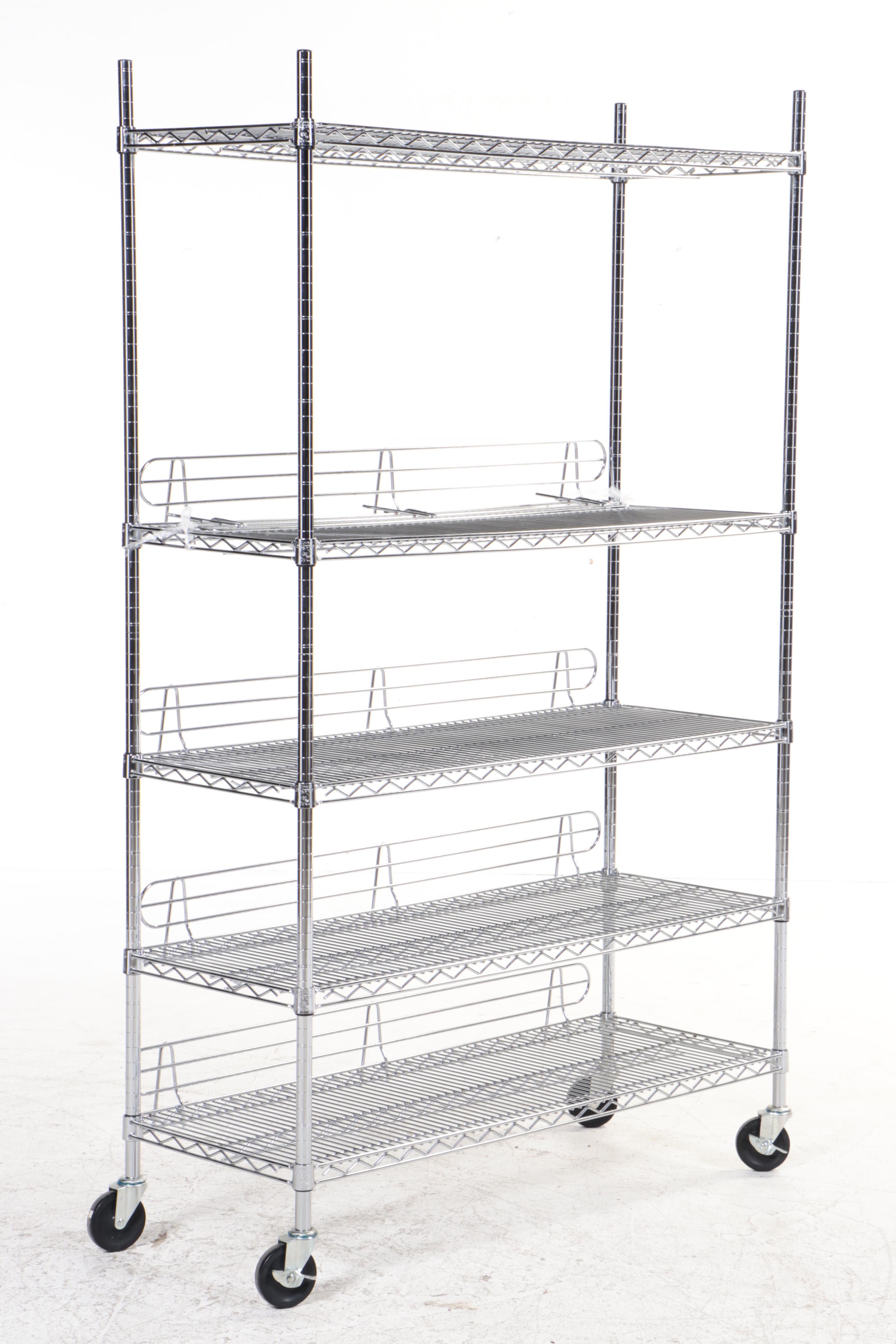 Three Chrome Finished Metal Rolling Racks | EBTH