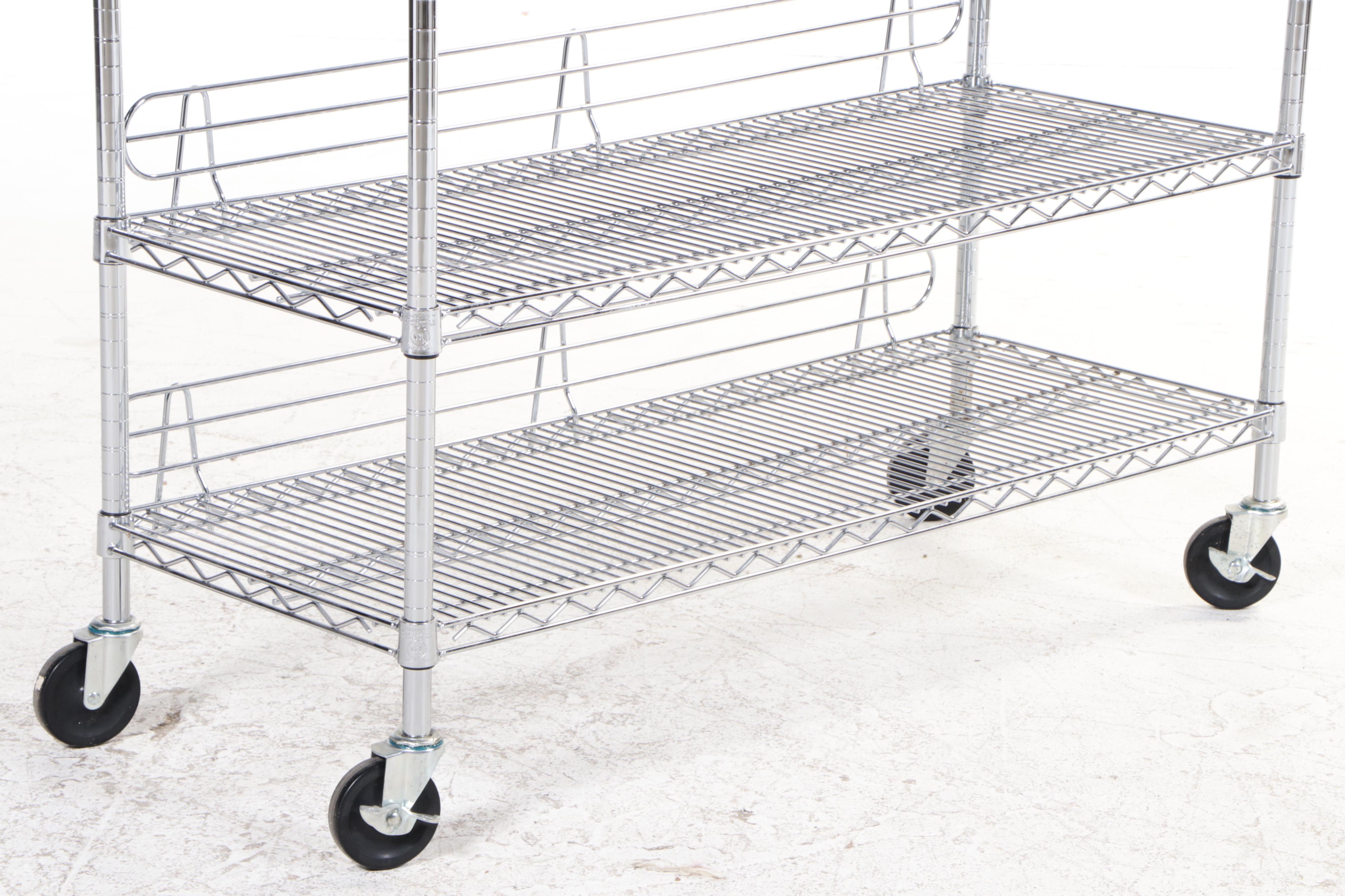 Three Chrome Finished Metal Rolling Racks | EBTH