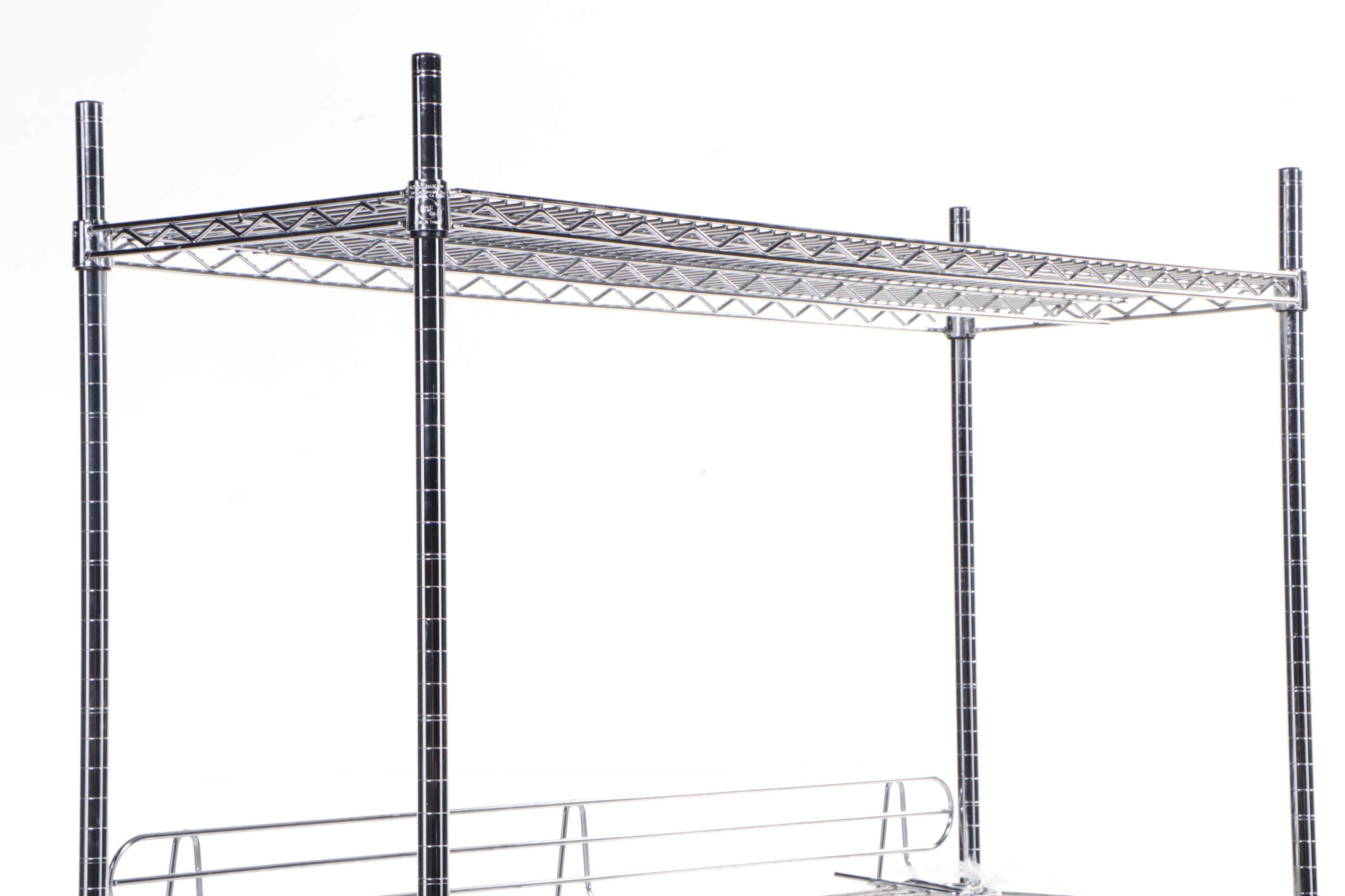 Three Chrome Finished Metal Rolling Racks | EBTH