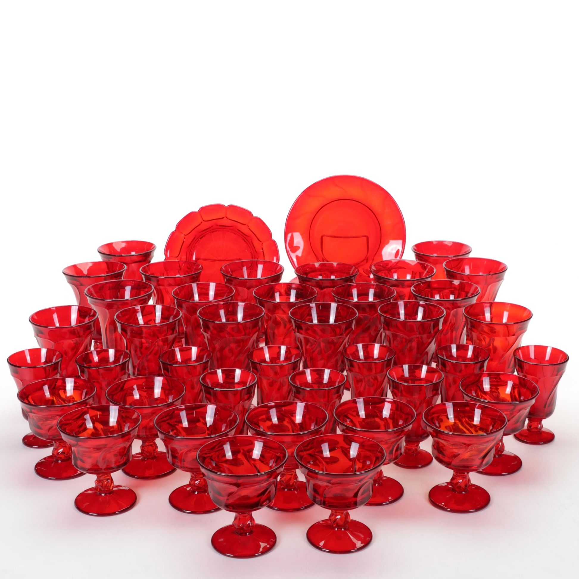 Fostoria Ruby Red "Jamestown" Stemware and Other Plates, 1964-1982 | EBTH