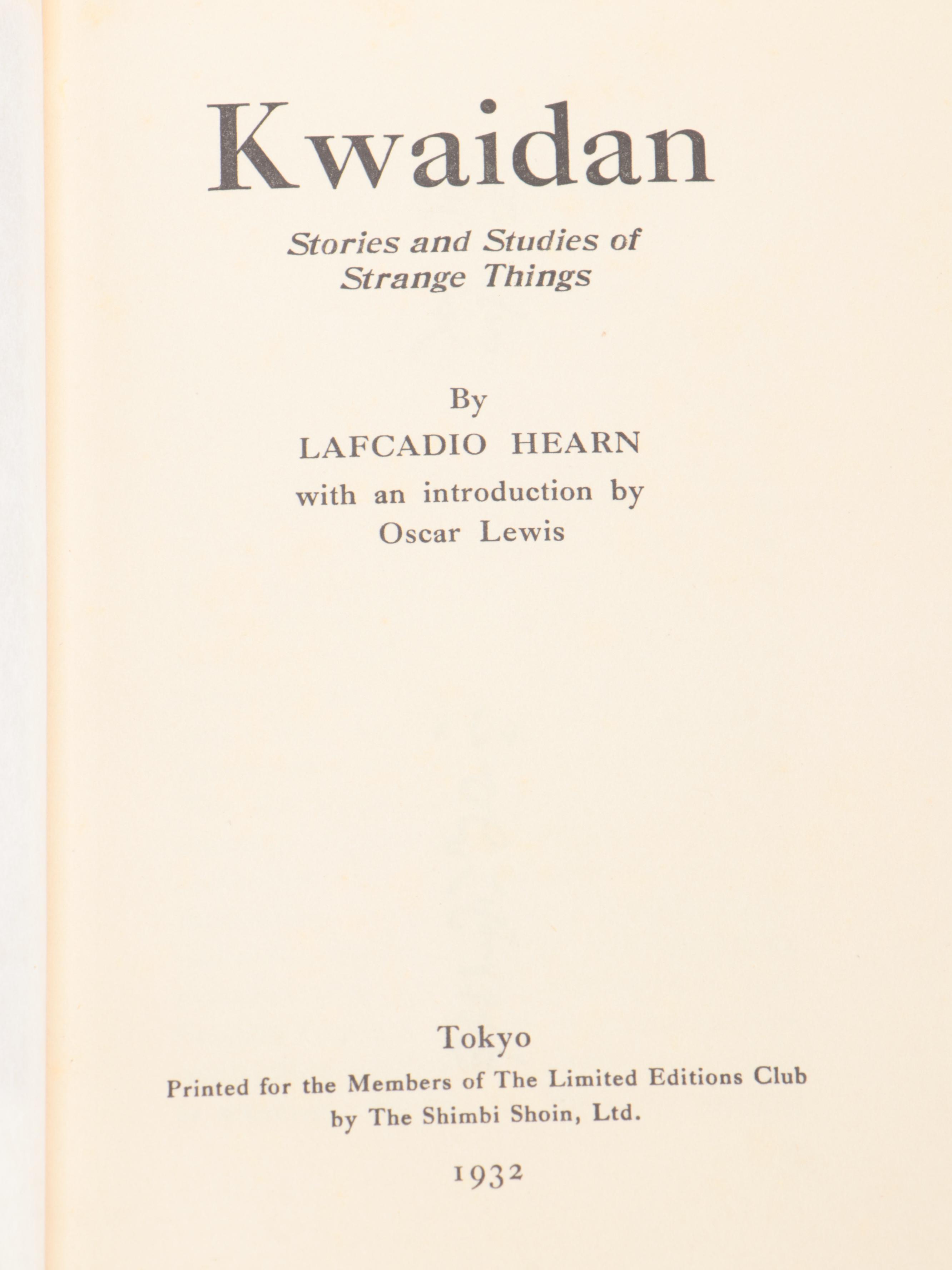 Limited Editions Club Illustrated "Kwaidan" by Lafcadio Hearn, 1932 | EBTH