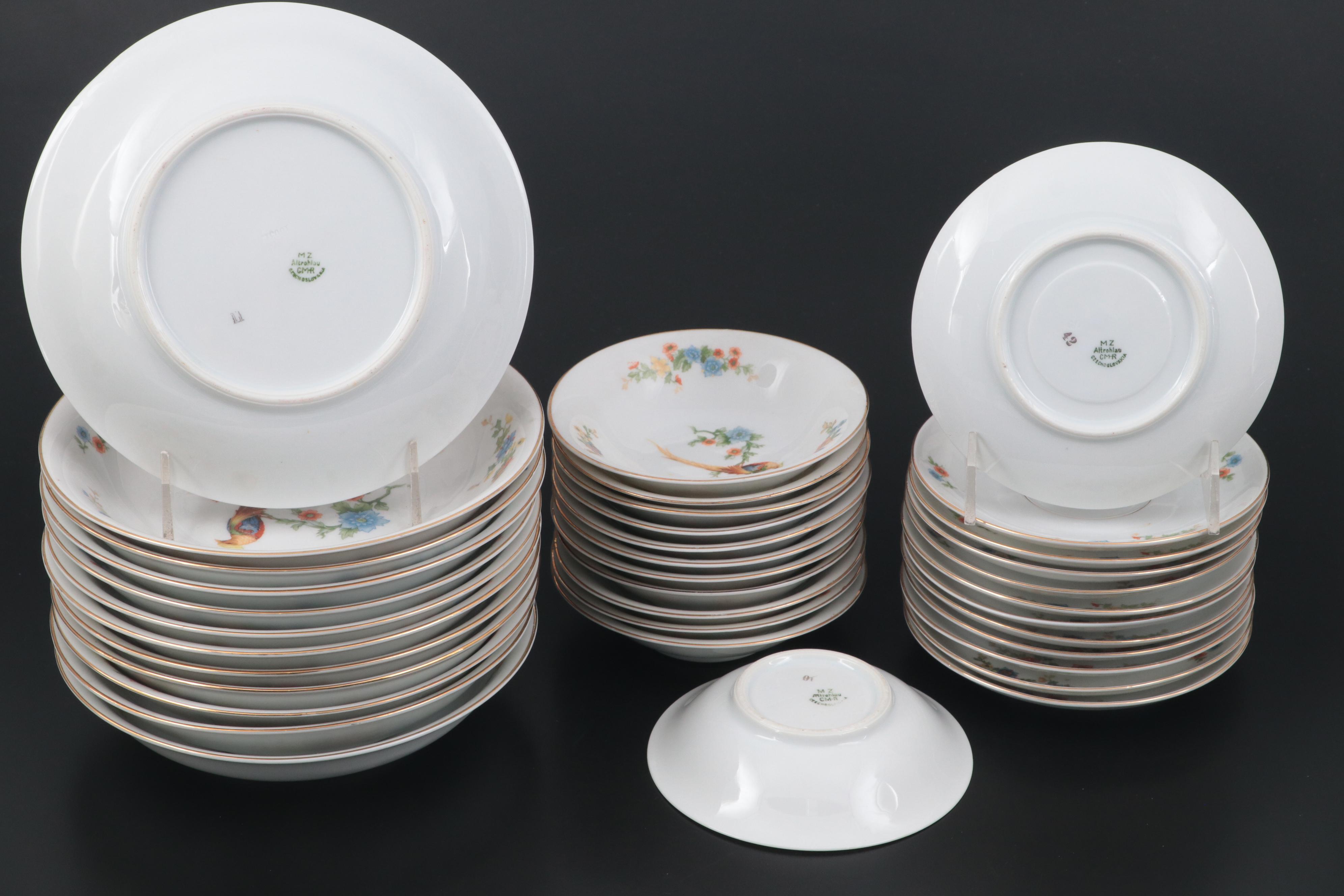 Altrohlau "Golden Pheasant" Porcelain Dinnerware, Early to Mid-20th ...