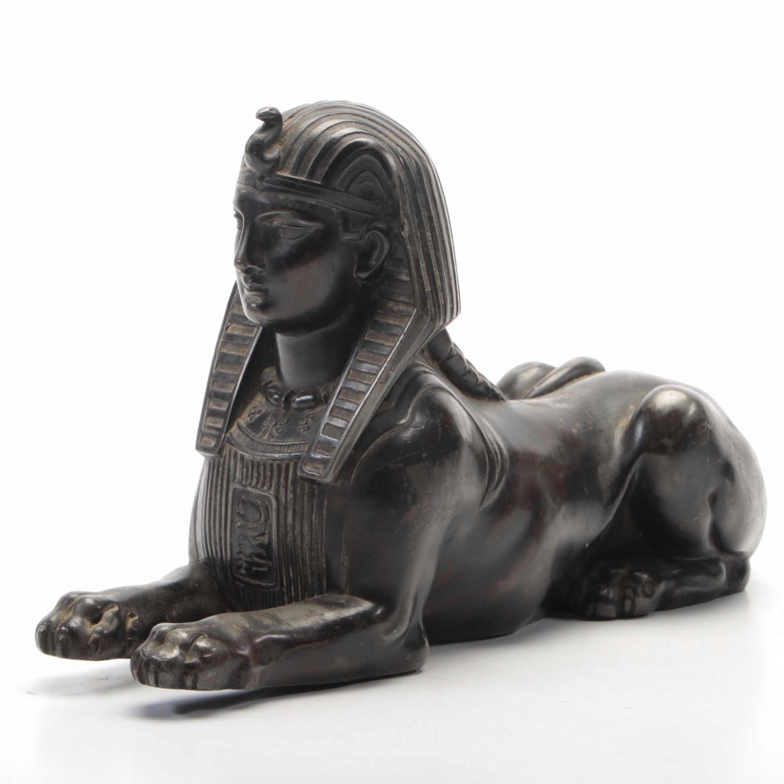 Egyptian Revival Style Metal Sphinx Figurine | EBTH