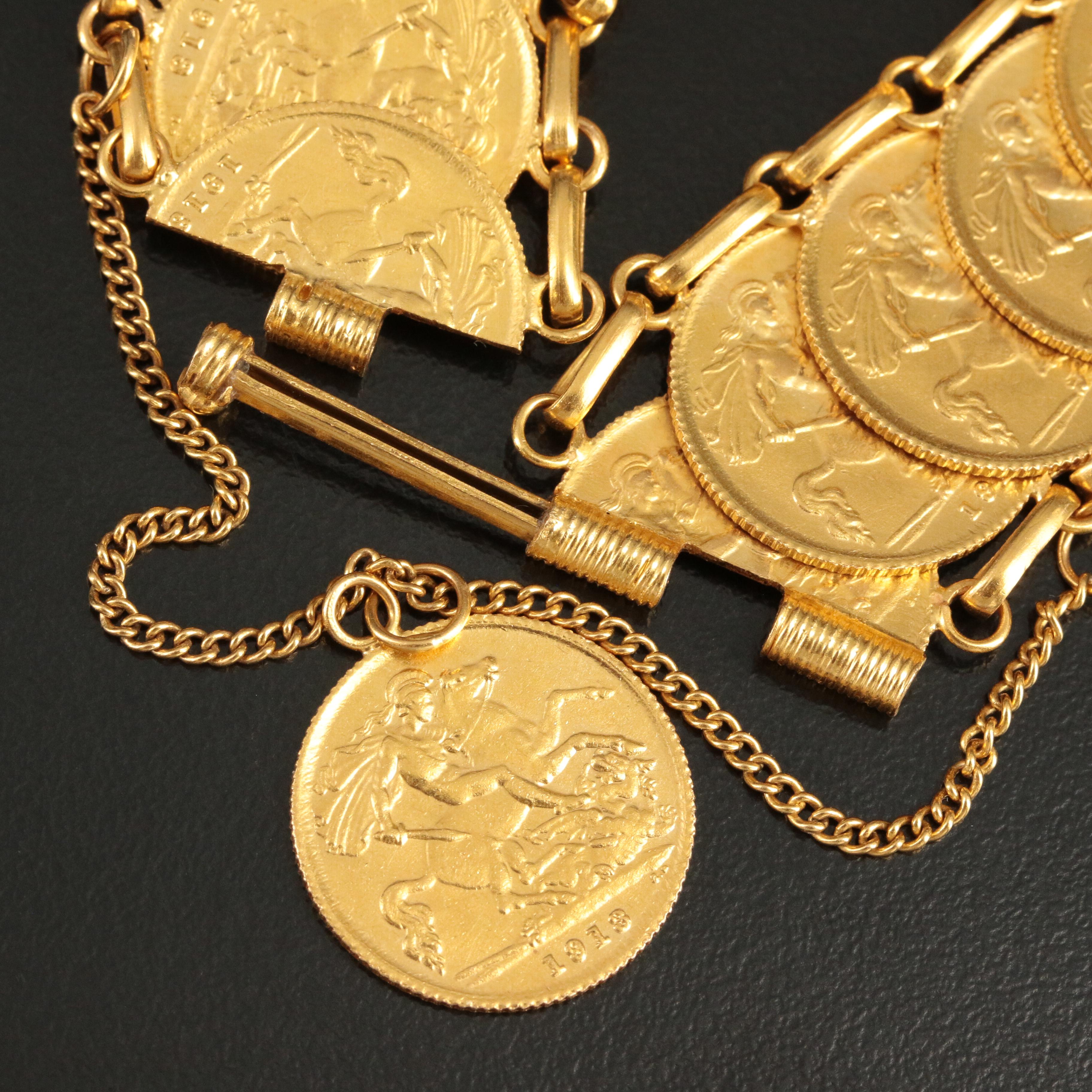 22K Bracelet Featuring George V 1913 British Gold Half Sovereigns | EBTH