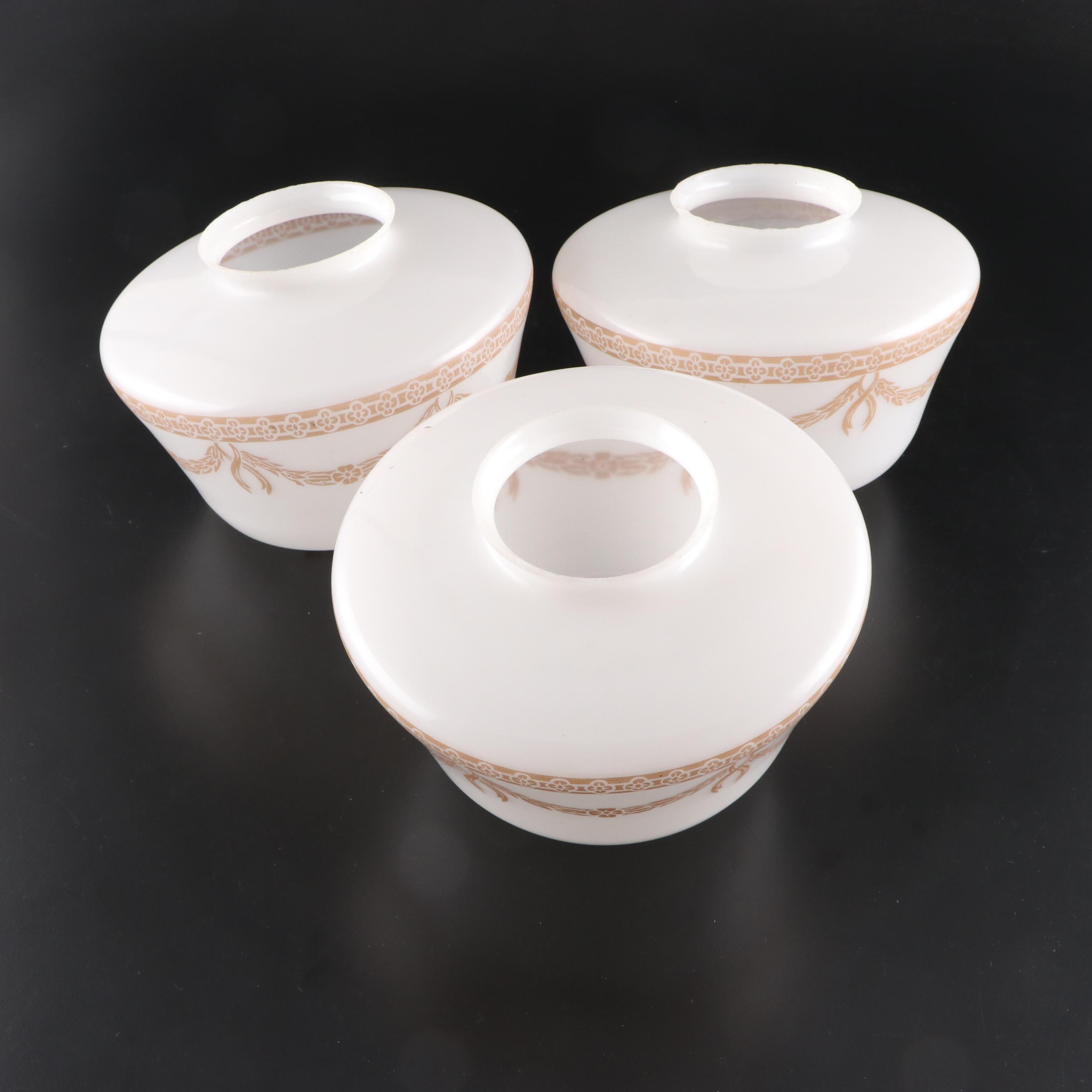 Stenciled Milk Glass Ceiling Light Covers, 20th Century | EBTH