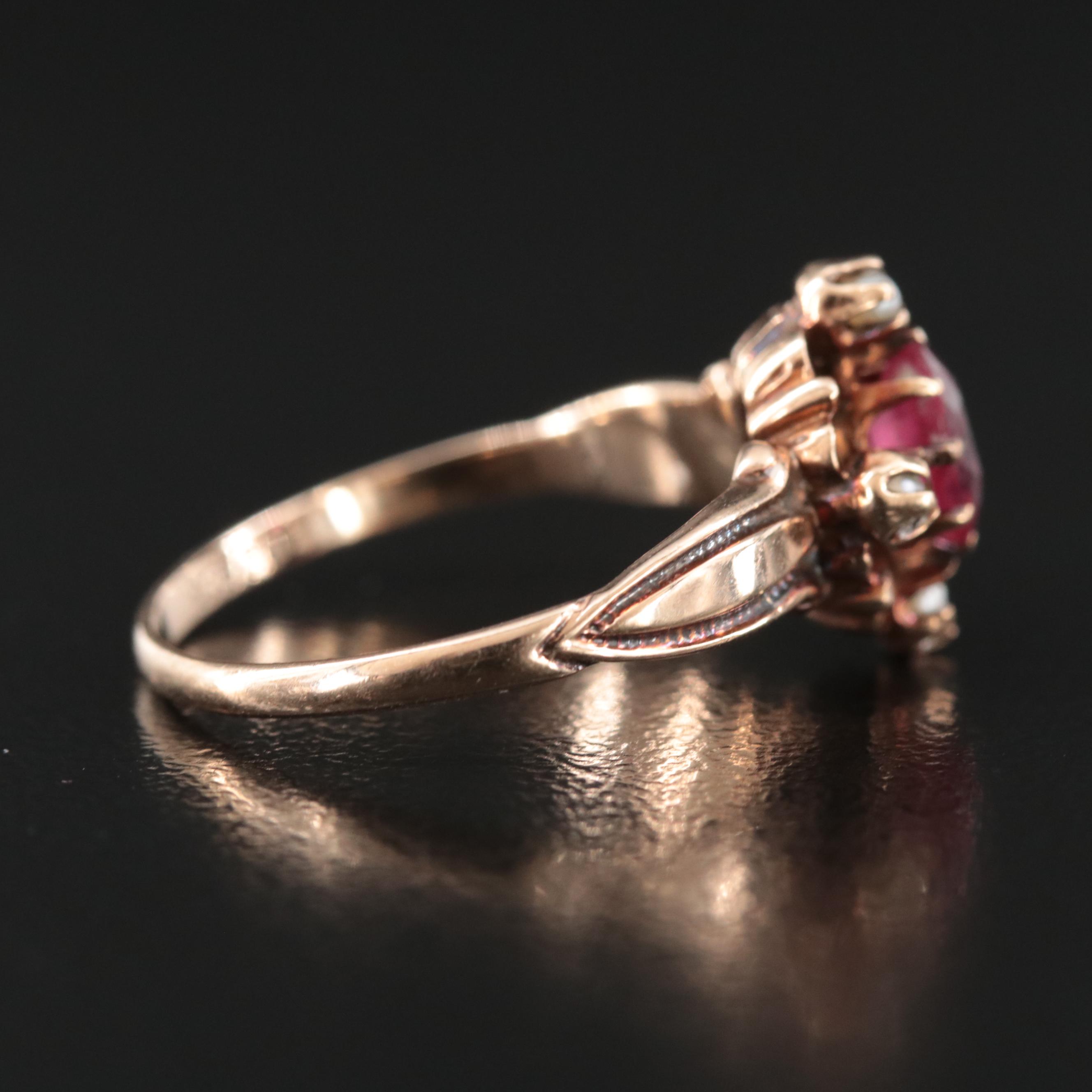 Antique Ostby & Barton 10K Garnet and Glass Doublet Ring with Seed ...