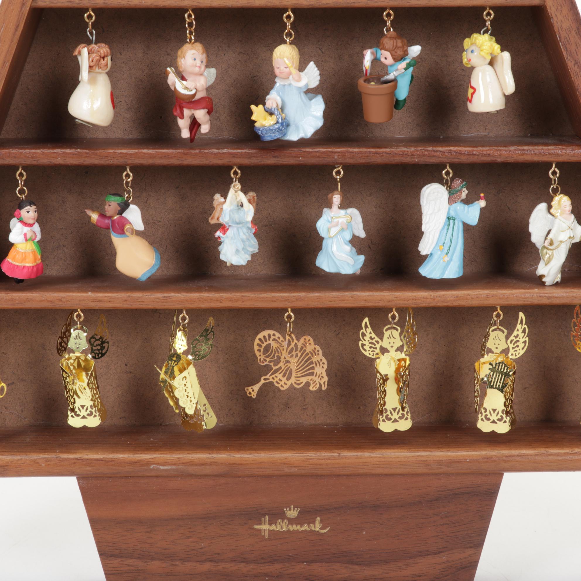 Hallmark and Other Angels with Wooden Miniature Display and Lighted ...