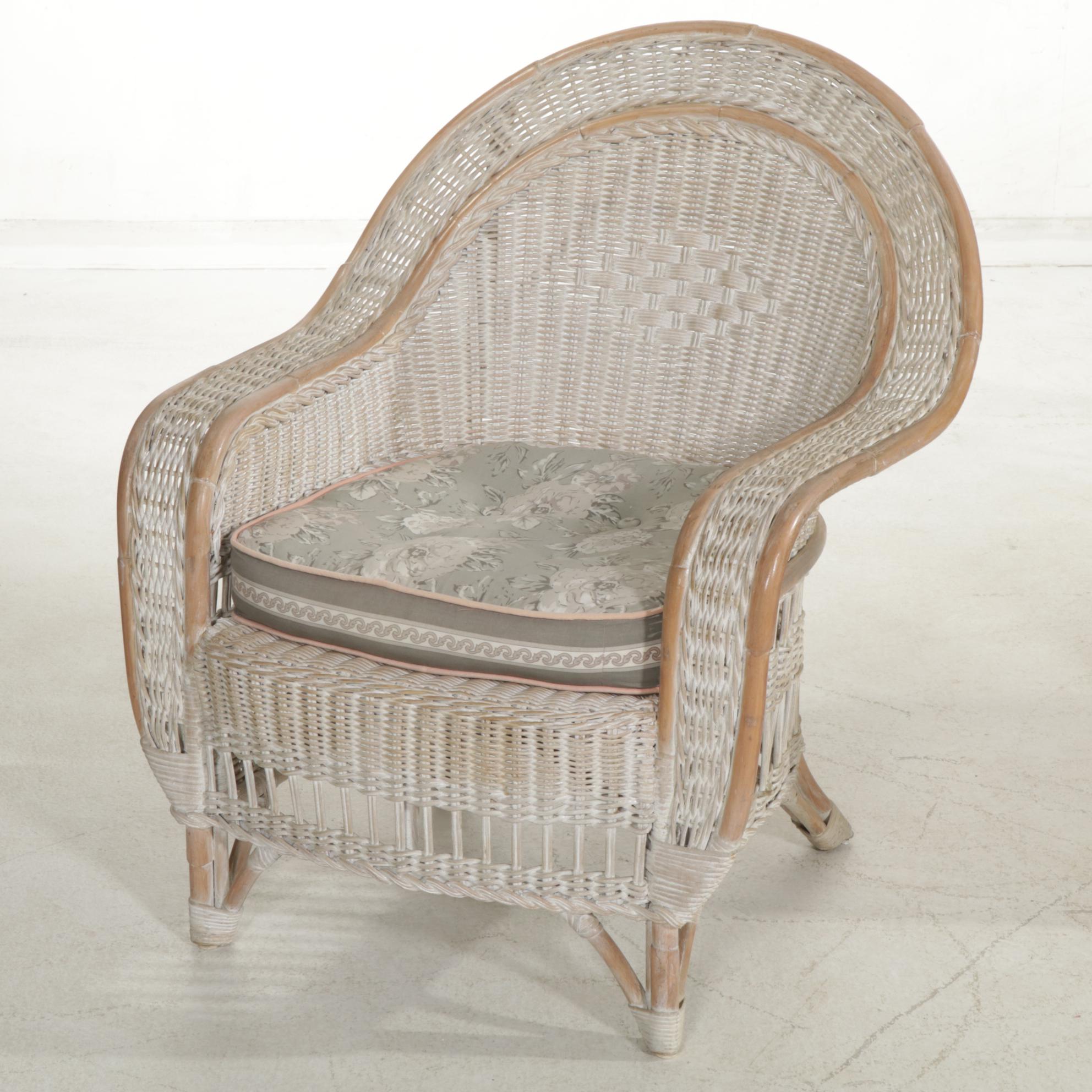 White Stained Rattan Wicker Patio Furniture | EBTH